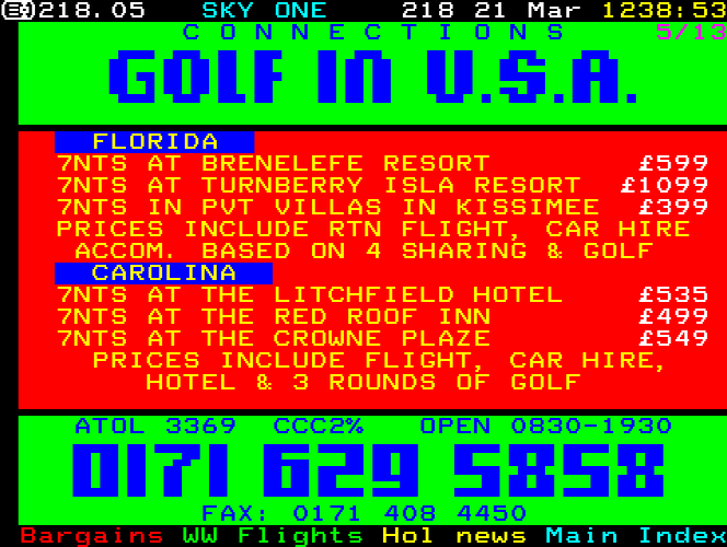 Sky One Teletext pages from 1997